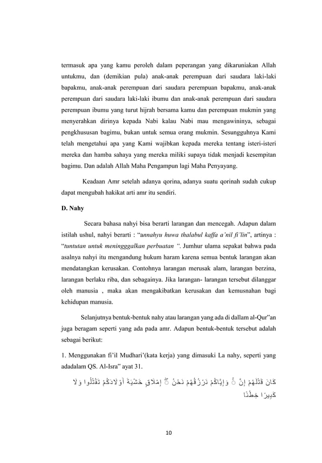 Mutlaq dan Muqqayyad, Amr dan Nahy.docx