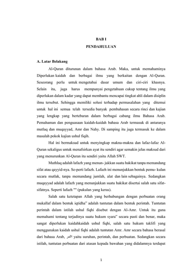 Mutlaq dan Muqqayyad, Amr dan Nahy.docx
