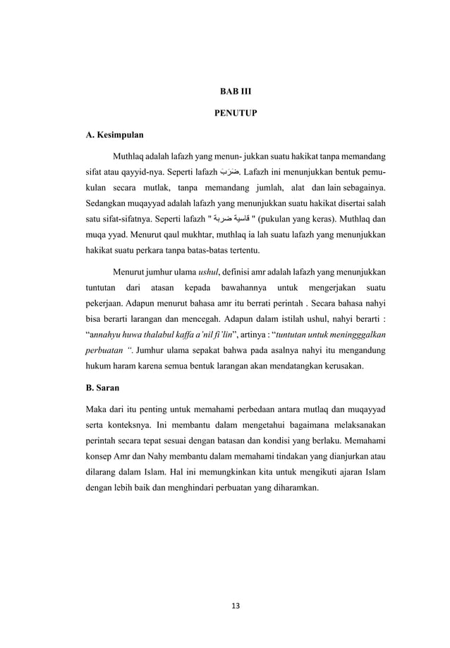 Mutlaq dan Muqqayyad, Amr dan Nahy.pdf