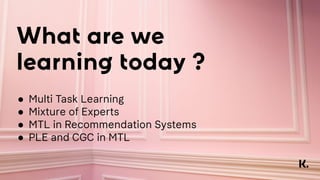 Multi Task Learning for Recommendation Systems | PDF