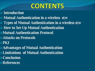 Mutual Authentication For Wireless Communication | PPT