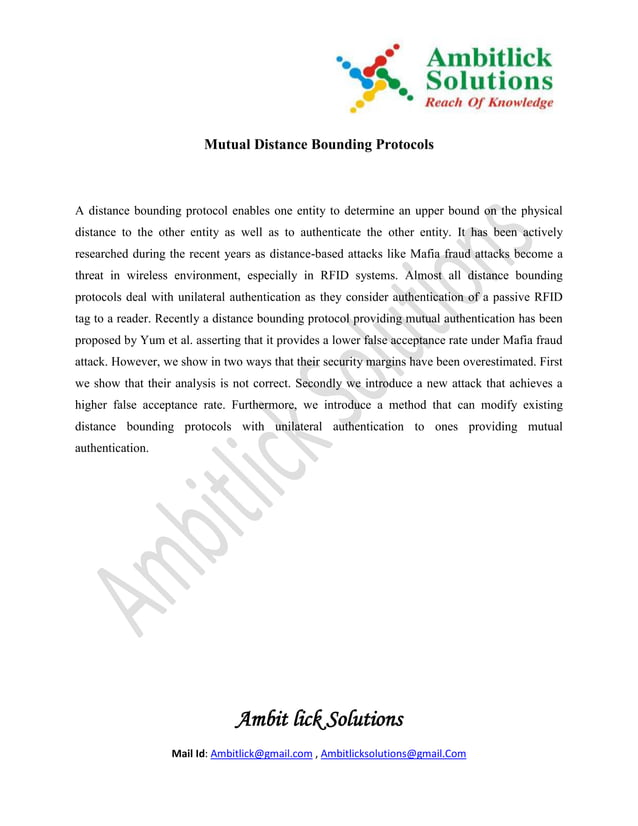 Mutual distance bounding protocols | PDF