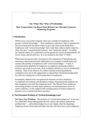 Corporate mentoring program benefits | PDF