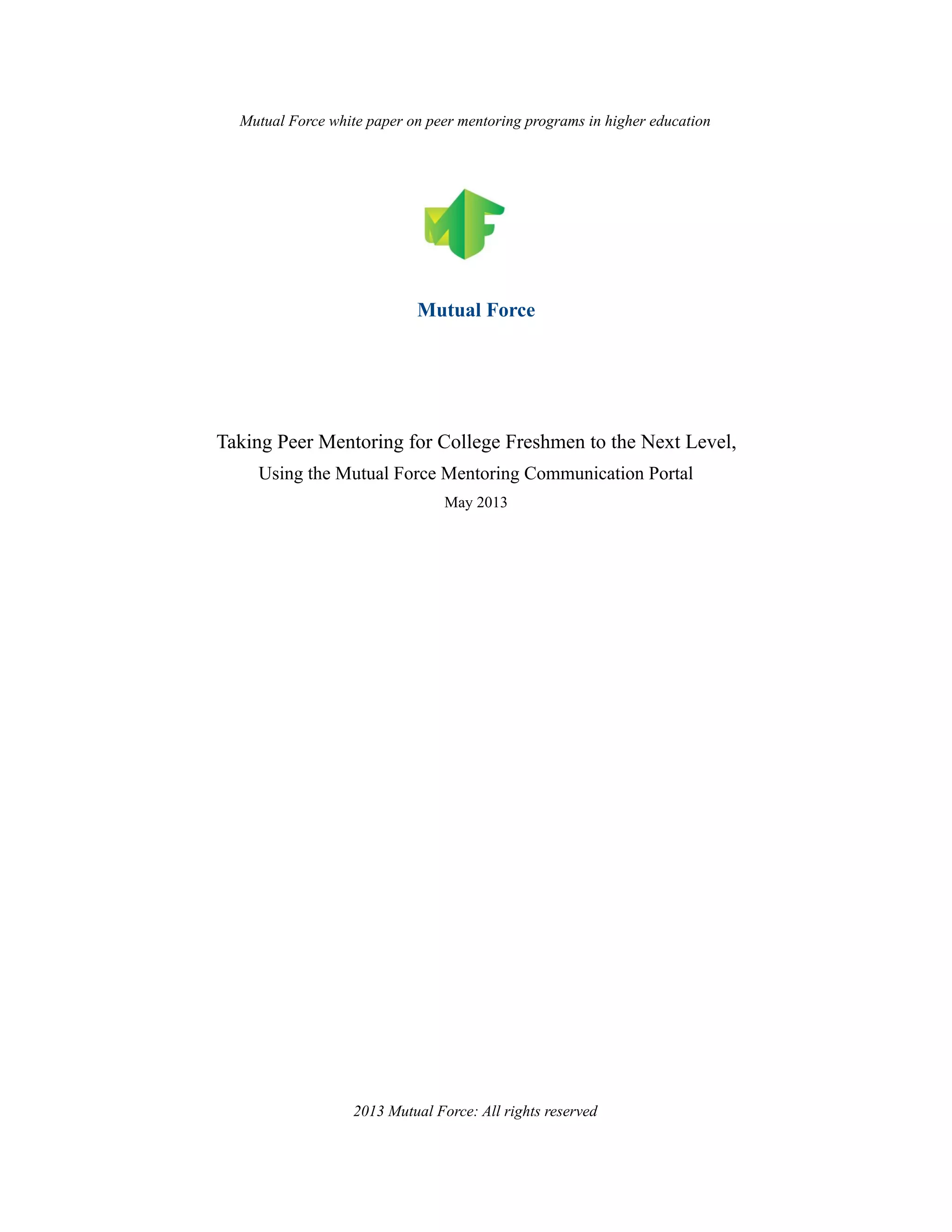 Peer mentoring programs in higher education | PDF