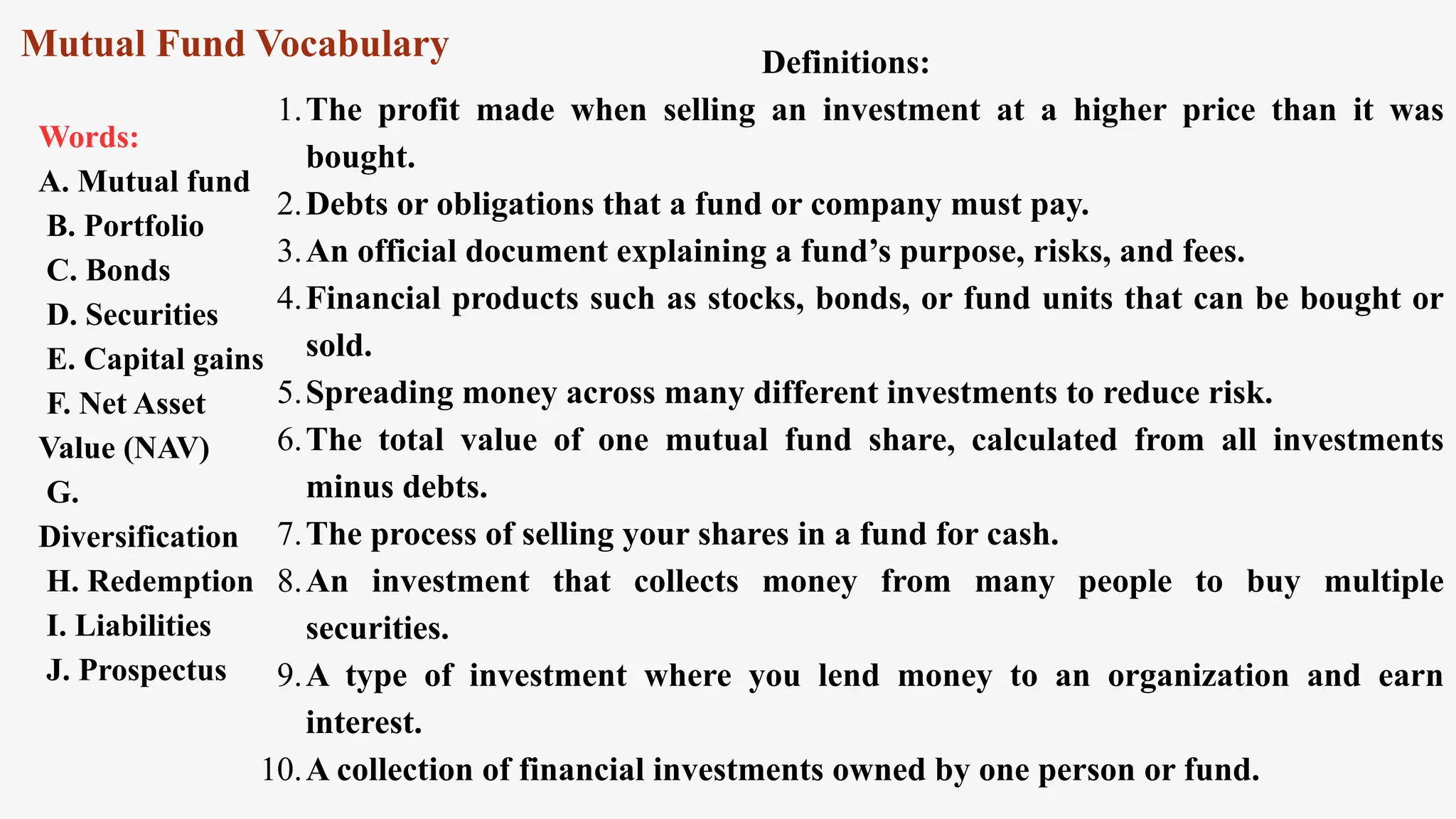 presentation about mutual funds and stocks | PDF