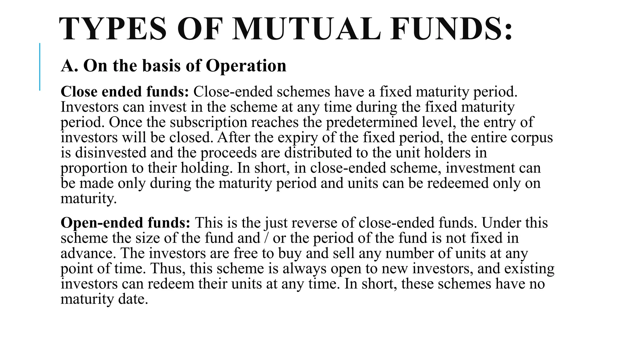 MUTUAL FUND, features of mutual fund, types | PPTX