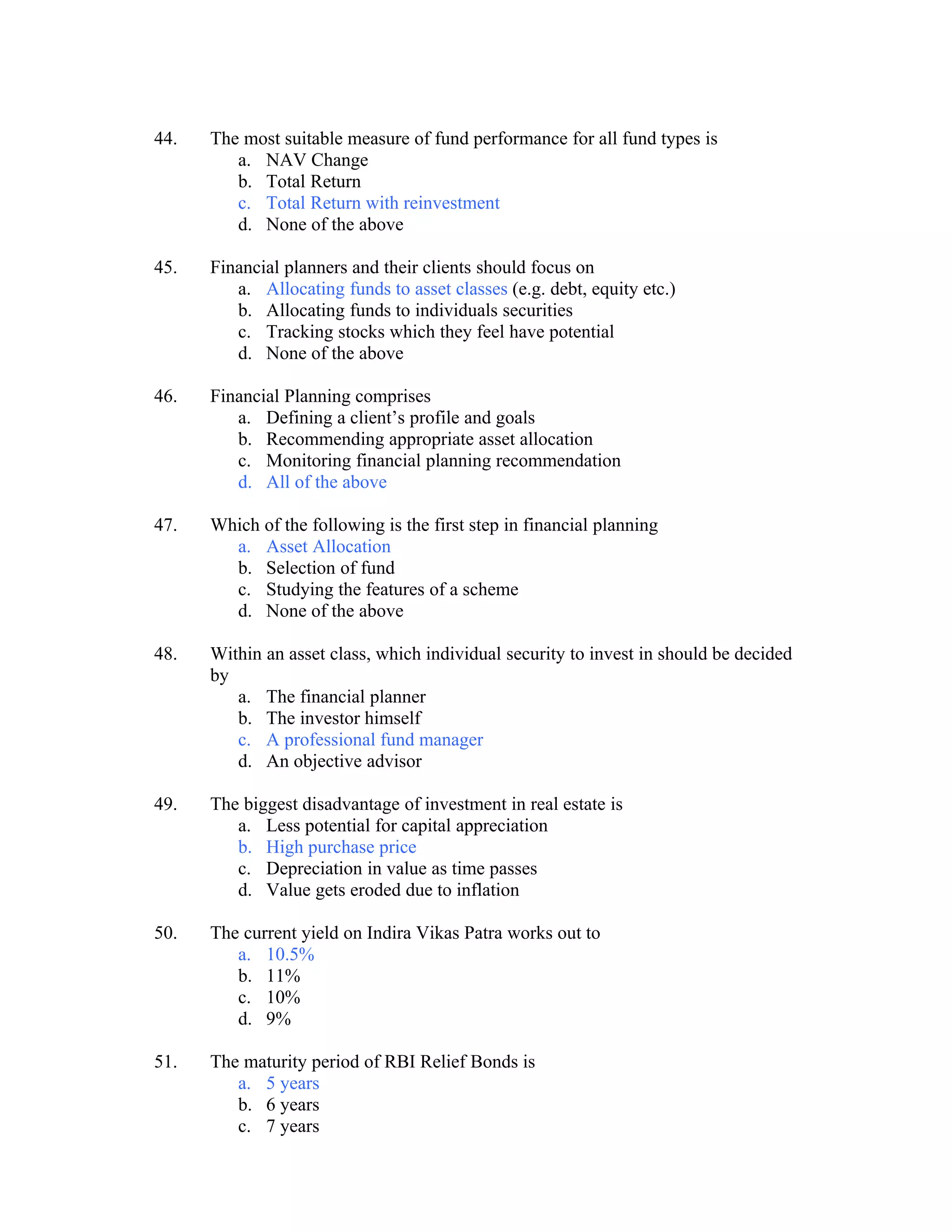 Mutual Fund Question Bank 2 | DOC