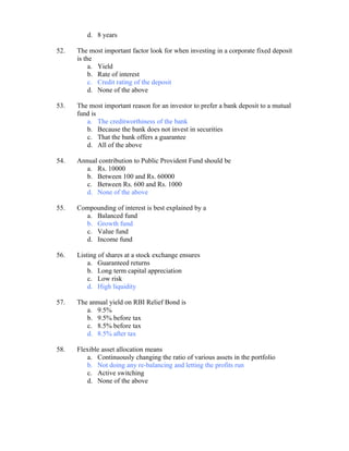 Mutual Fund Question Bank 2 | DOC