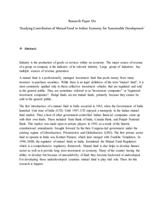 Mutual fund reseach paper | DOCX