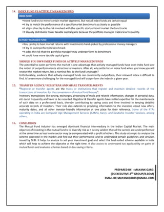 Mutual funds and role of transfer agency | PDF