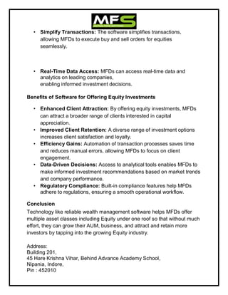 Mutual Fund Software A Complete Solution For MFDs Business | PDF
