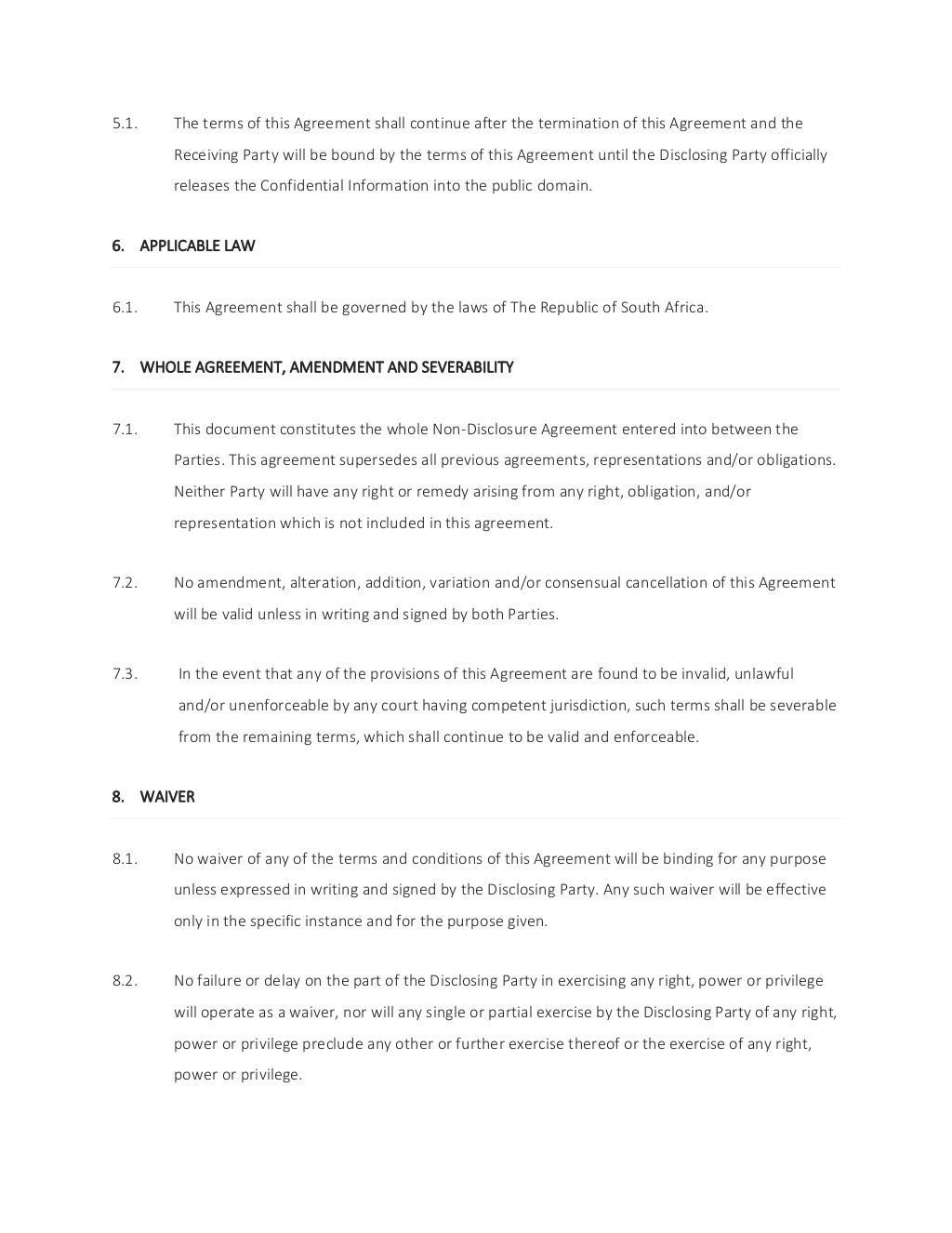 Mutual Non Disclosure Agreement South Africa mutual-non-disclosure-agreement-south-africa