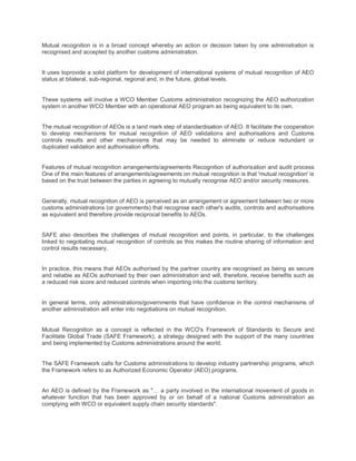 Mutual recognition of authorized economic operator | PDF