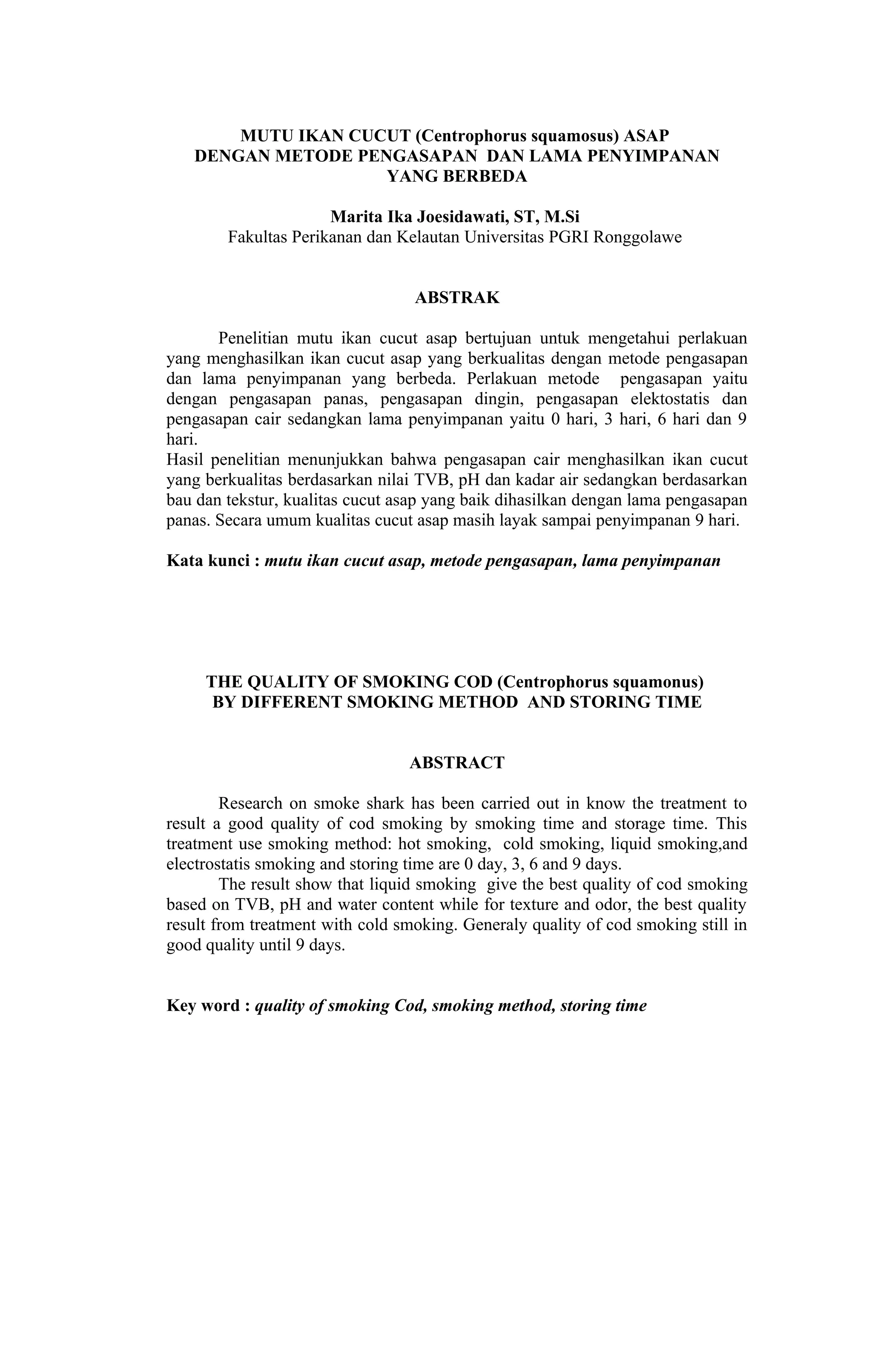 Mutu ikan cucut marita 2 | PDF