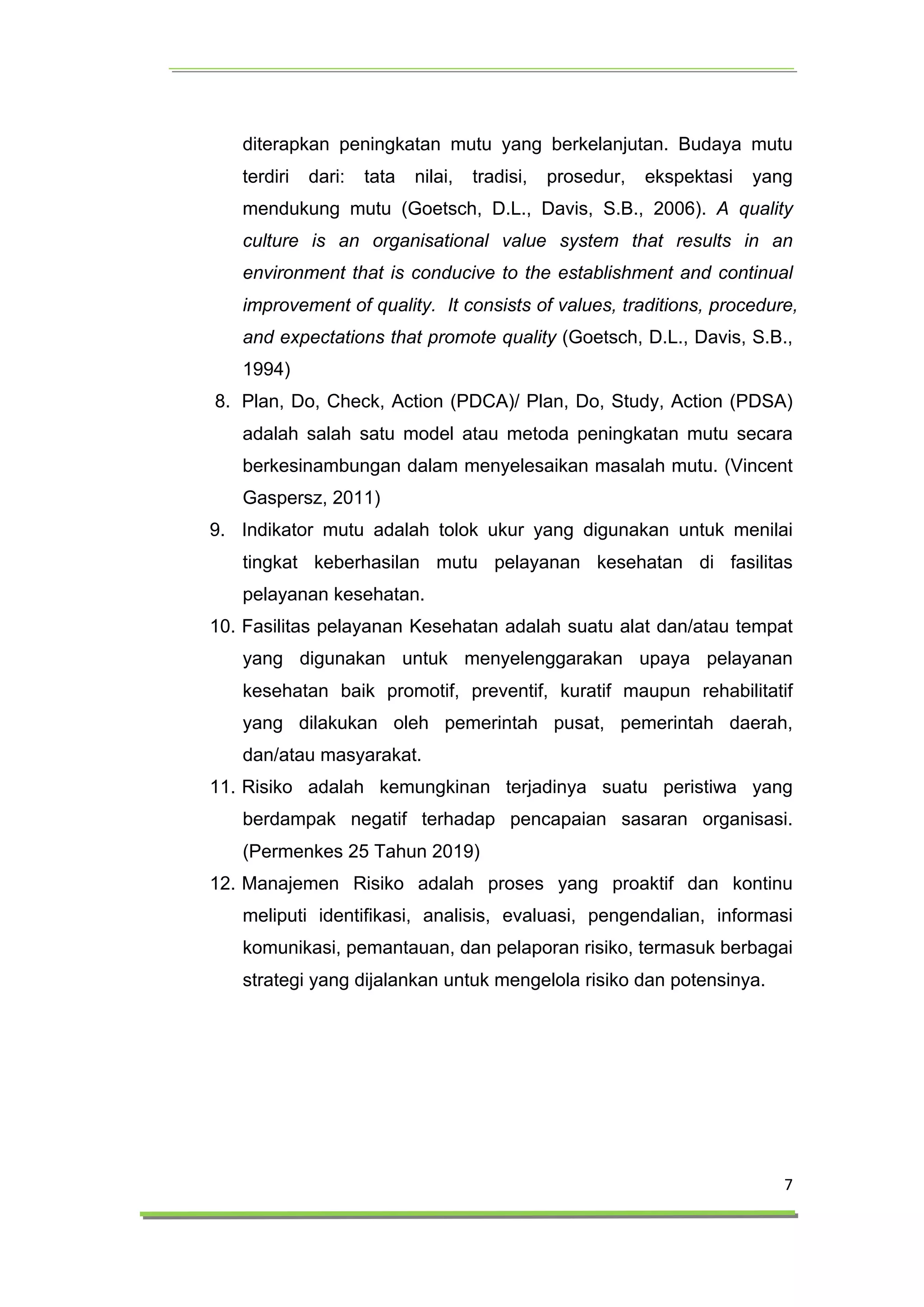 (MUTU) Pedoman Tata Kelola Mutu di Puskesmas (Direktorat Mutu dan ...