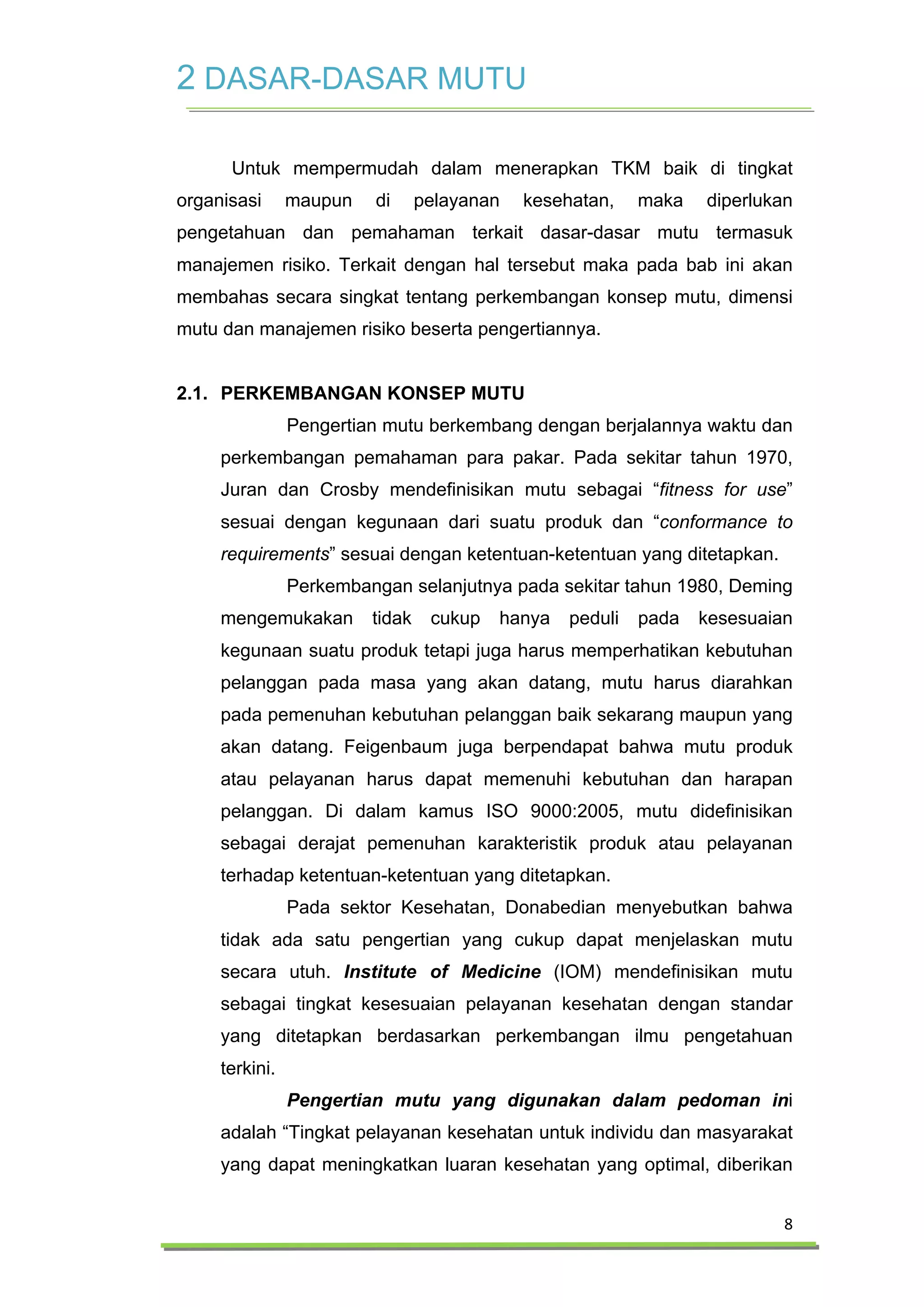 (MUTU) Pedoman Tata Kelola Mutu di Puskesmas (Direktorat Mutu dan ...