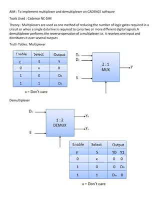 Mux and demux done in cadence with pics | PDF