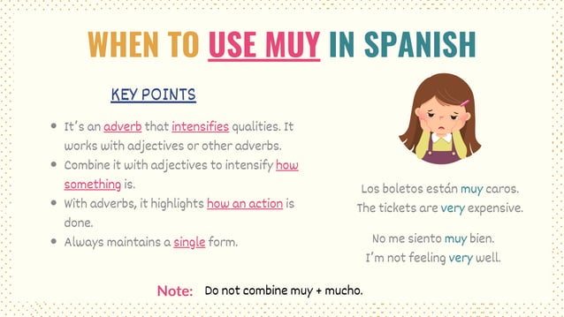 Difference between Muy and Mucho Spanish Grammar | PDF