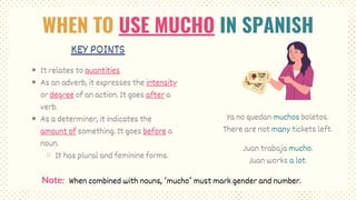 Difference between Muy and Mucho Spanish Grammar | PDF