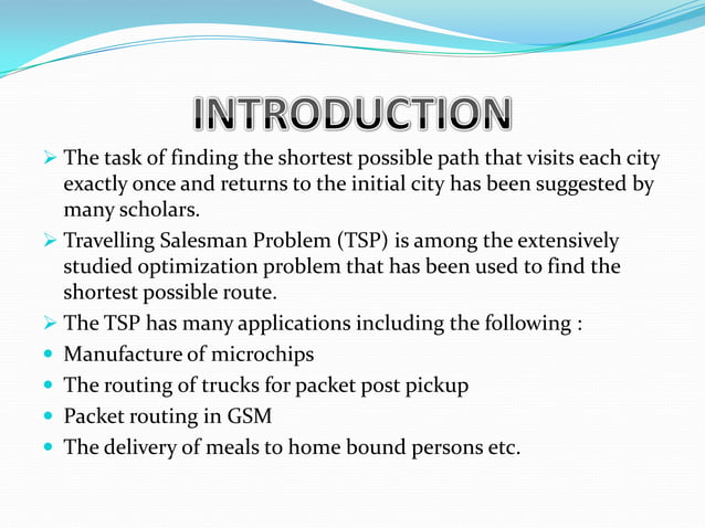 Muzammil Adulrahman ppt on travelling salesman Problem Based On ...