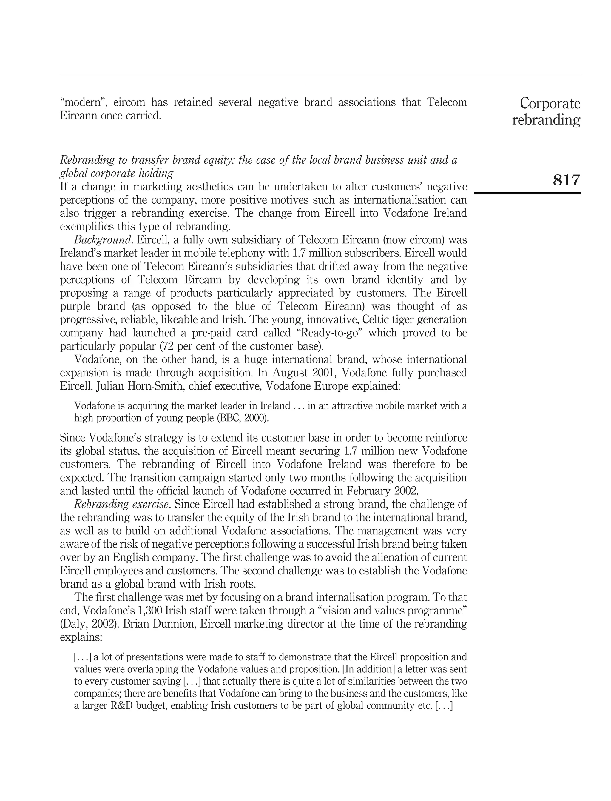 Corporate rebranding: impact on brand equity | PDF