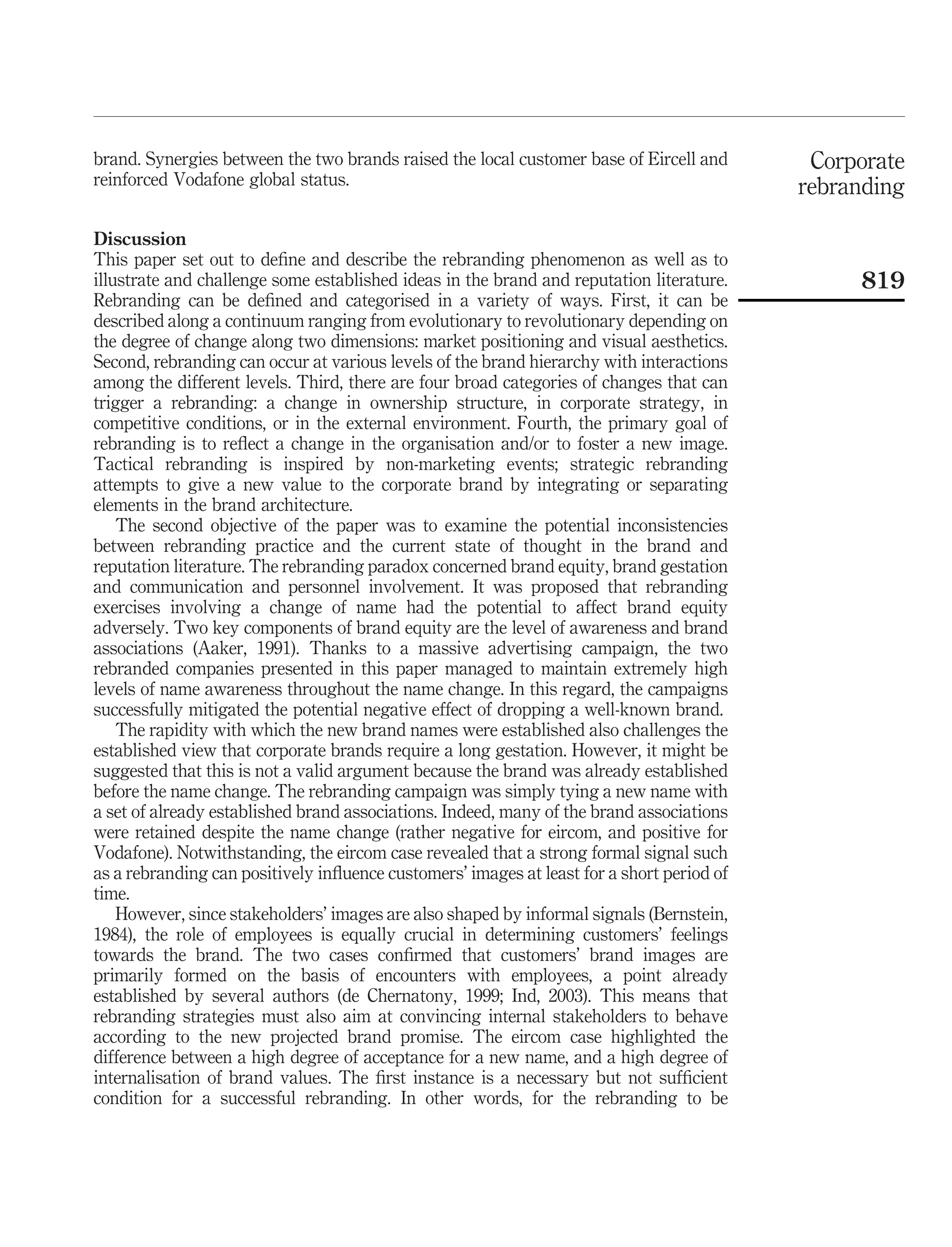 Corporate rebranding: impact on brand equity | PDF