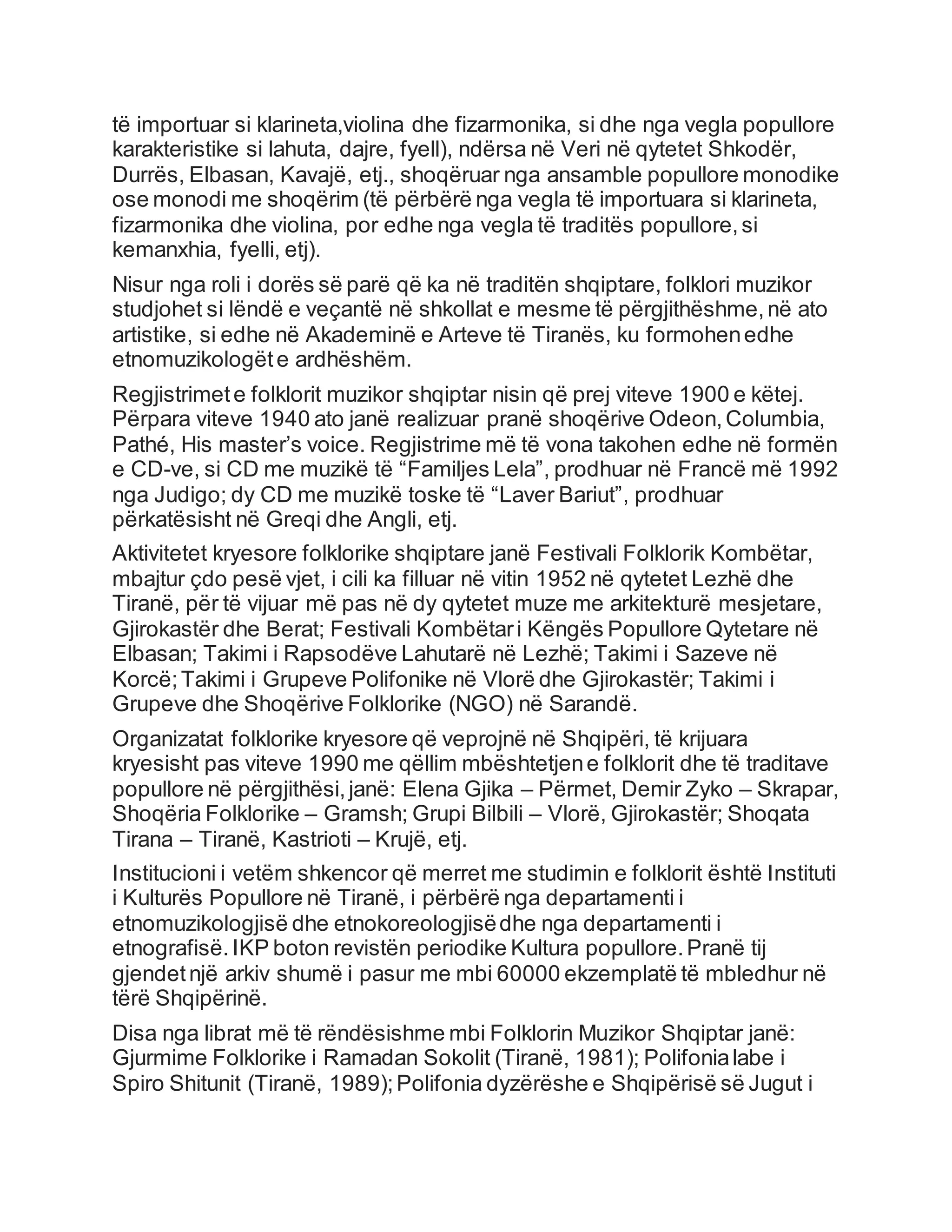 Muzika popullore ne trevat shqiptare | DOCX