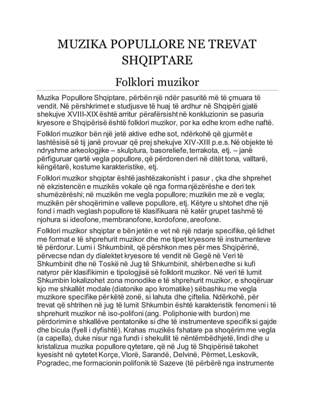Muzika popullore ne trevat shqiptare | PDF