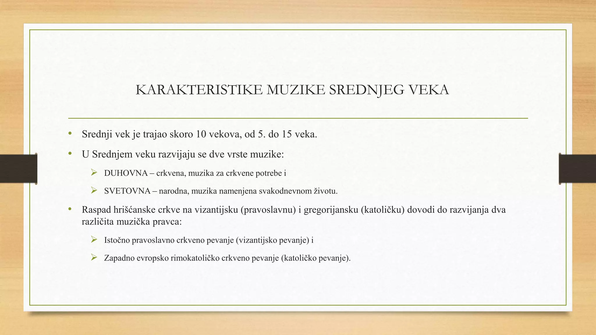 Muzika srednjeg veka | PPT