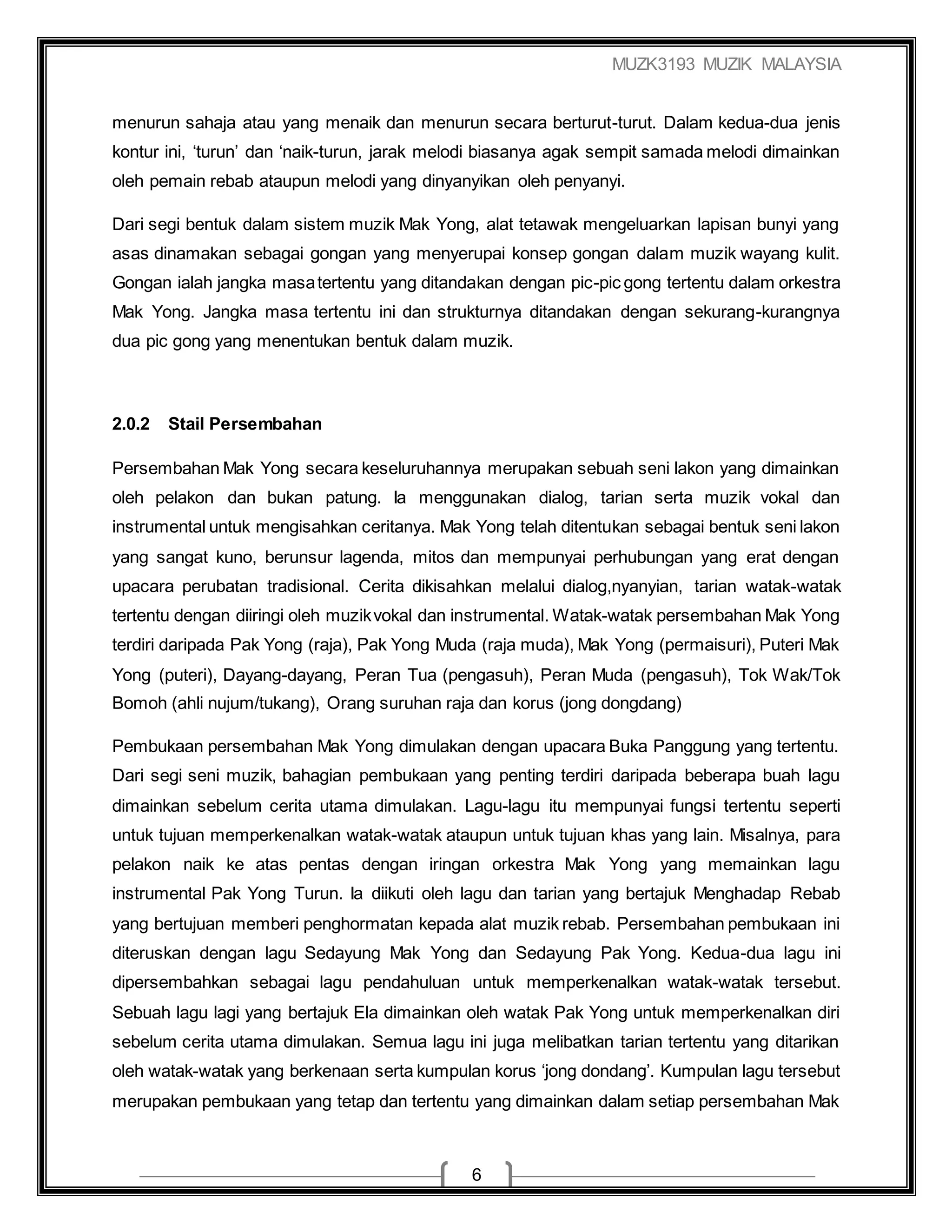 Wayang Kulit Kelantan dan Mak Yong (Muzik Tradisional Malaysia) | DOCX