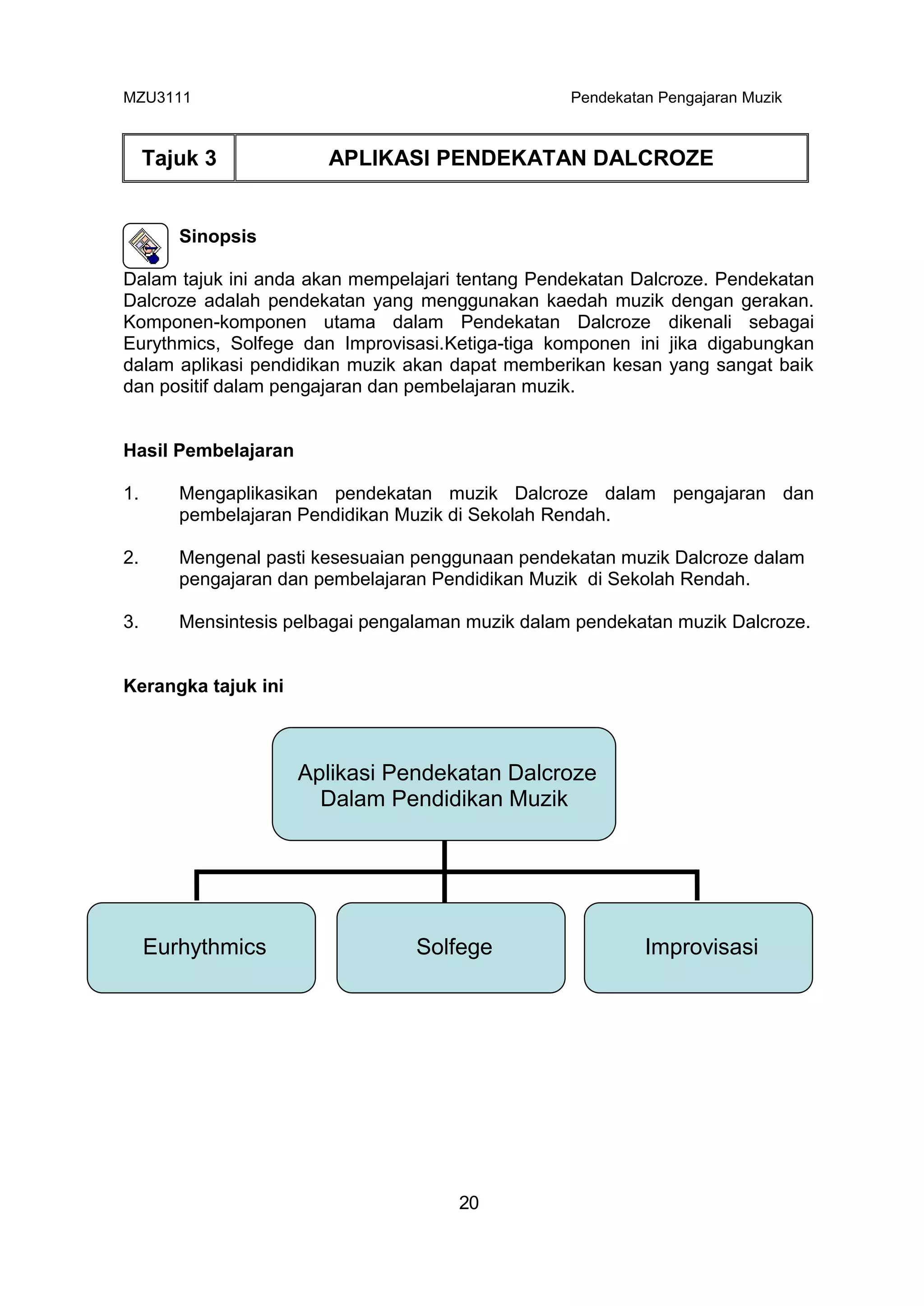 Pendekatan Pengajaran Muzik_MUZK3093 | PDF
