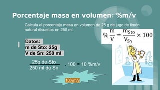 Presentación % m/v con ejercicios resueltos | PPTX