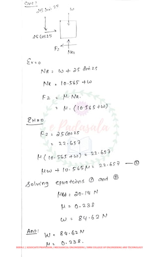 Mv 305 engineering mechanics anna university april may 2005 - solved university question paper | PDF