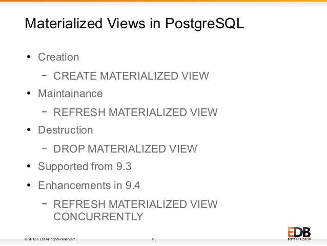 Materialized views in PostgreSQL