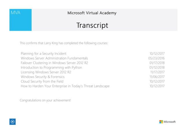 Microsoft Virtual Academy transcript | PPT