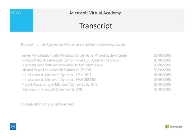 MVA transcript 2015-17 | PPT