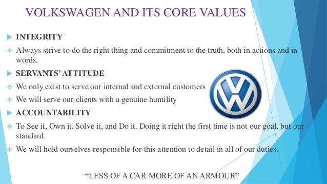 Volkswagen and its core values