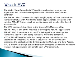 Asp.net Mvc Introduction | PPT