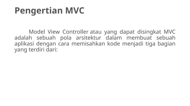 Materi pembelajaran MVC (model View Controller) | PPT