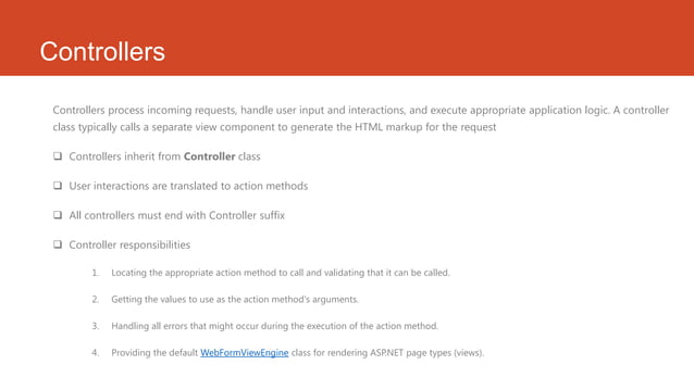 ASP.NET MVC controllers | PPT