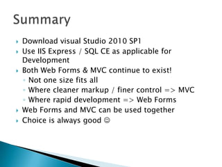 MVC-3 Vs Webform | PPT