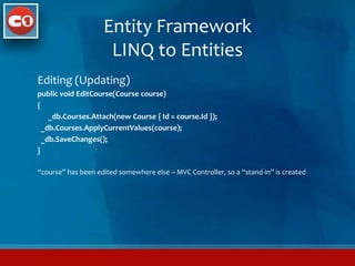 MVC and Entity Framework | PPTX | Web Development | Internet