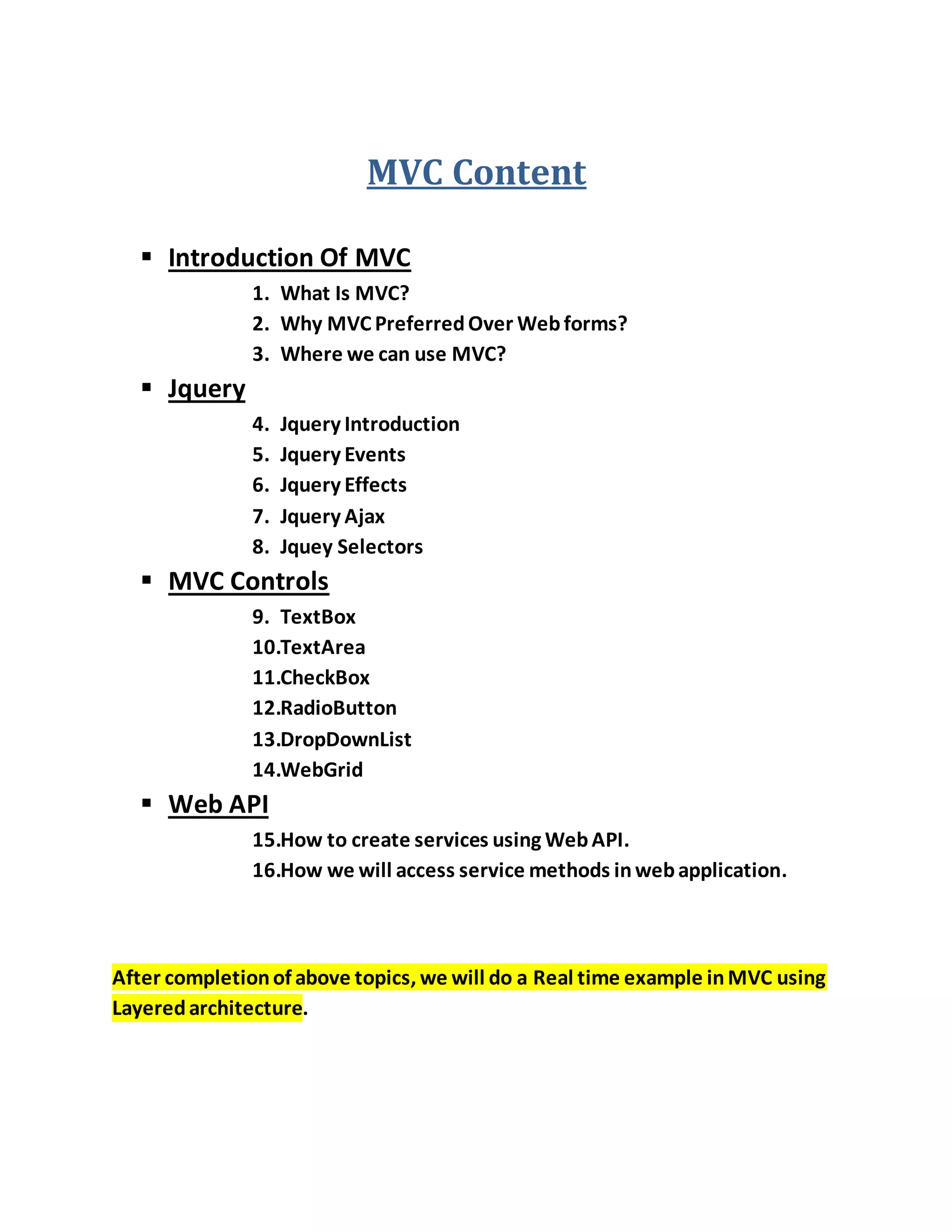 Mvc Training | DOCX | Web Design and HTML | Internet