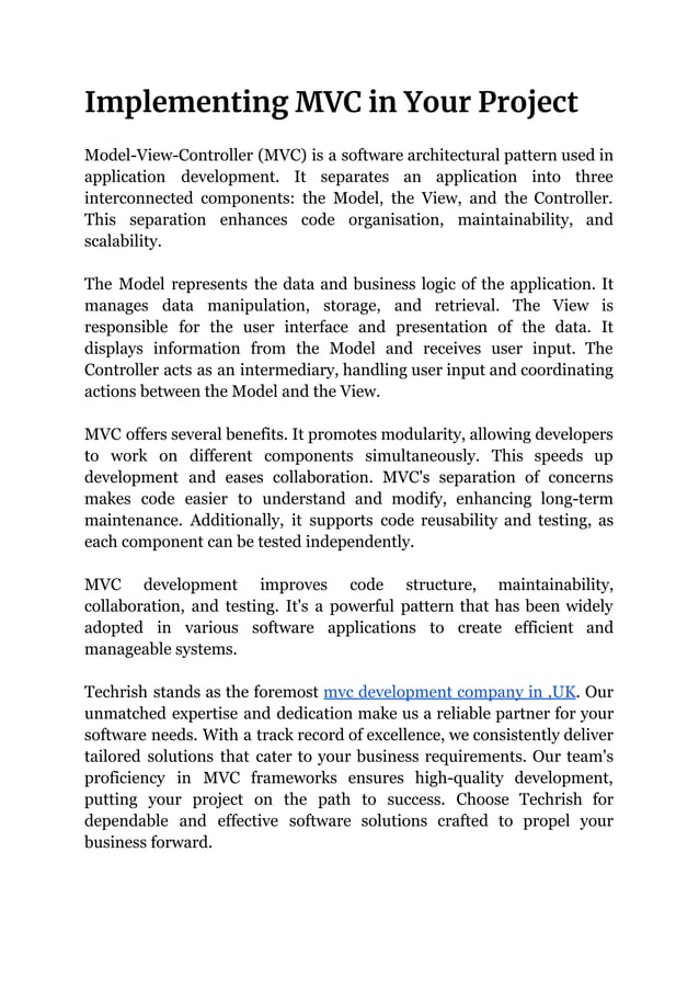 mvc development company in UK. | PDF