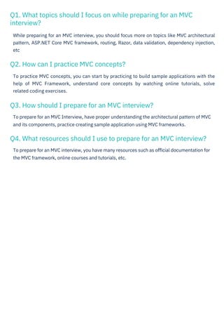 MVC Interview Questions PDF By ScholarHat | PDF