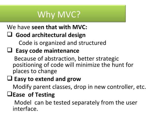 MVC(Model View Controller),Web,Enterprise,Mobile | PPT | Web Development | Internet