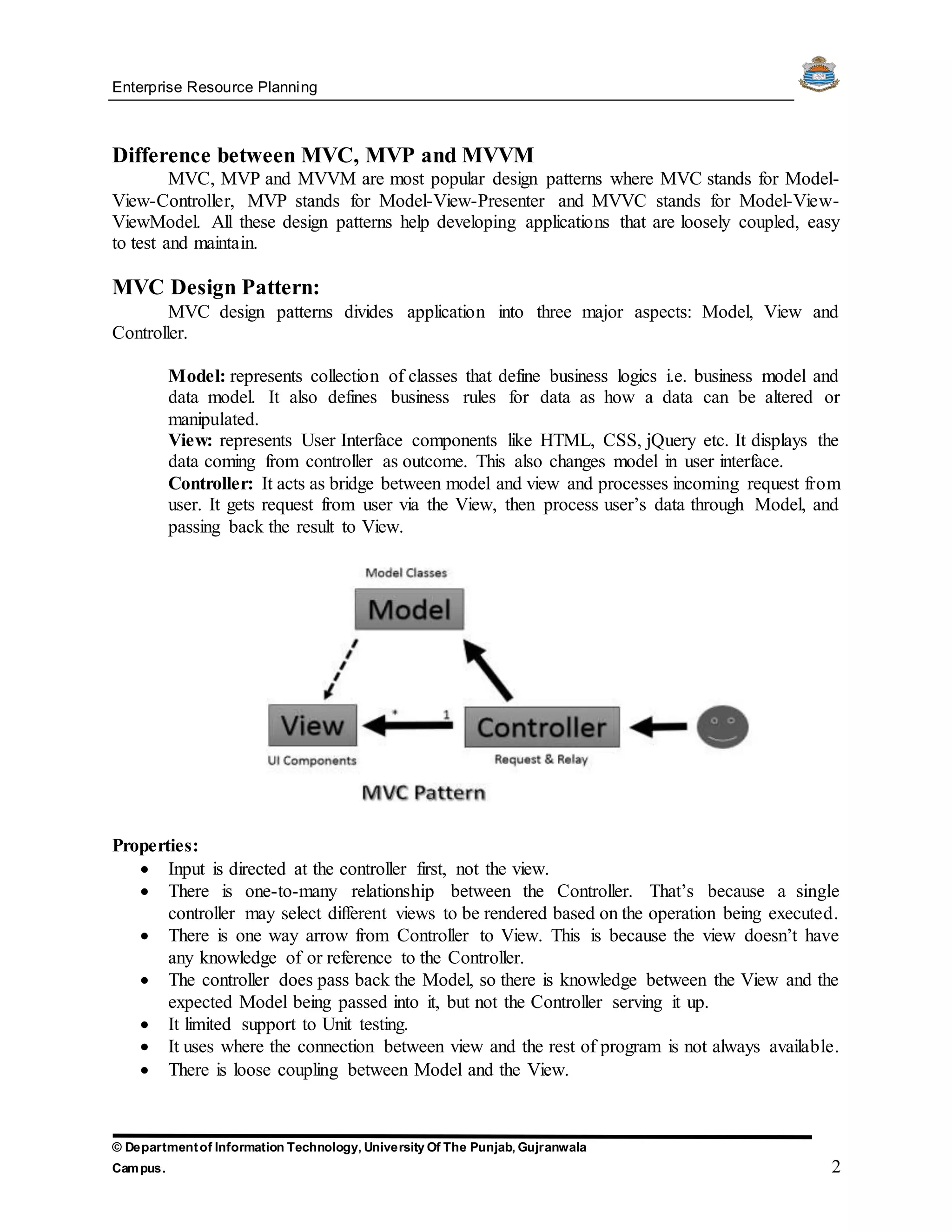 Mvc, mvp & mvvm (erp) | DOCX