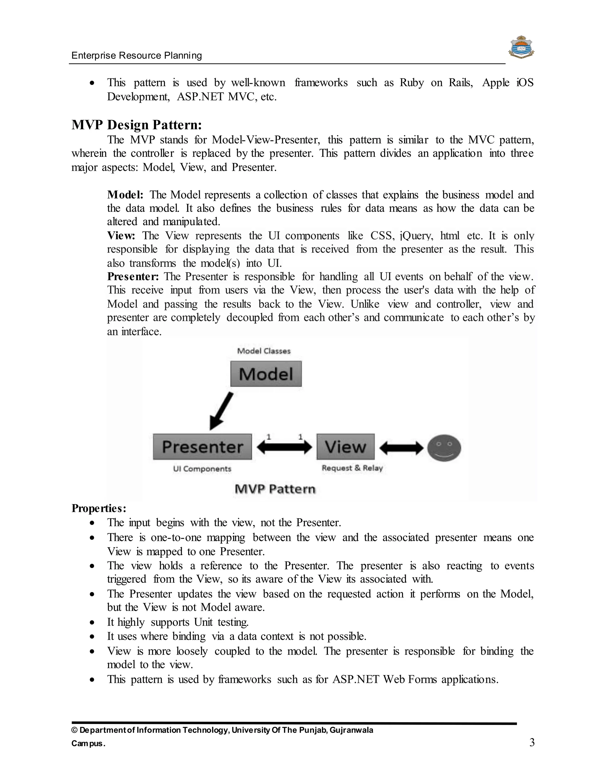Mvc, mvp & mvvm (erp) | DOCX