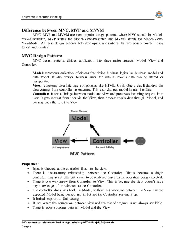 Mvc, mvp & mvvm (erp) | DOCX