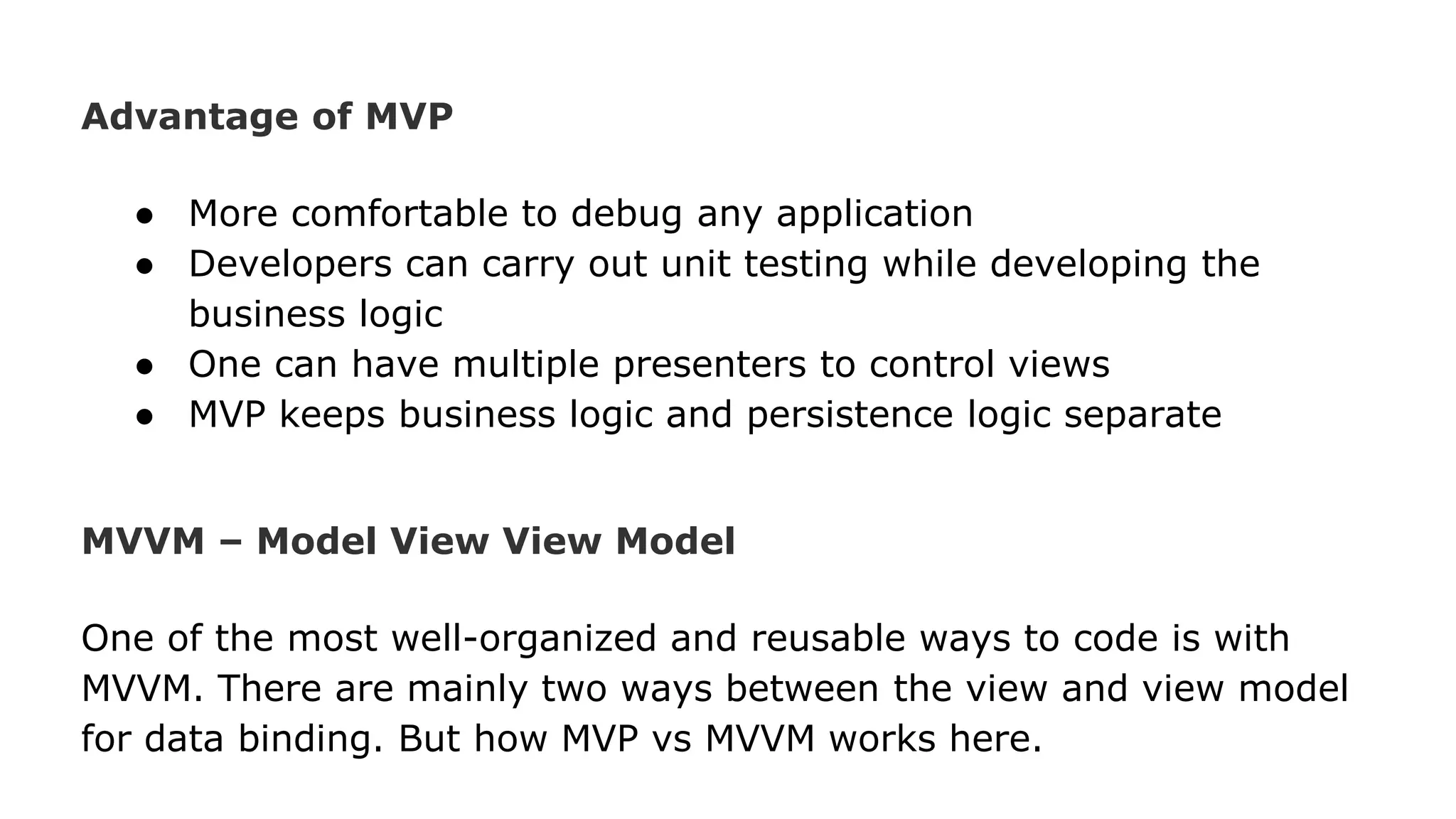 Mvc Vs Mvp Vs Mvvm A Guide On Architecture Presentation Patterns Ppt 